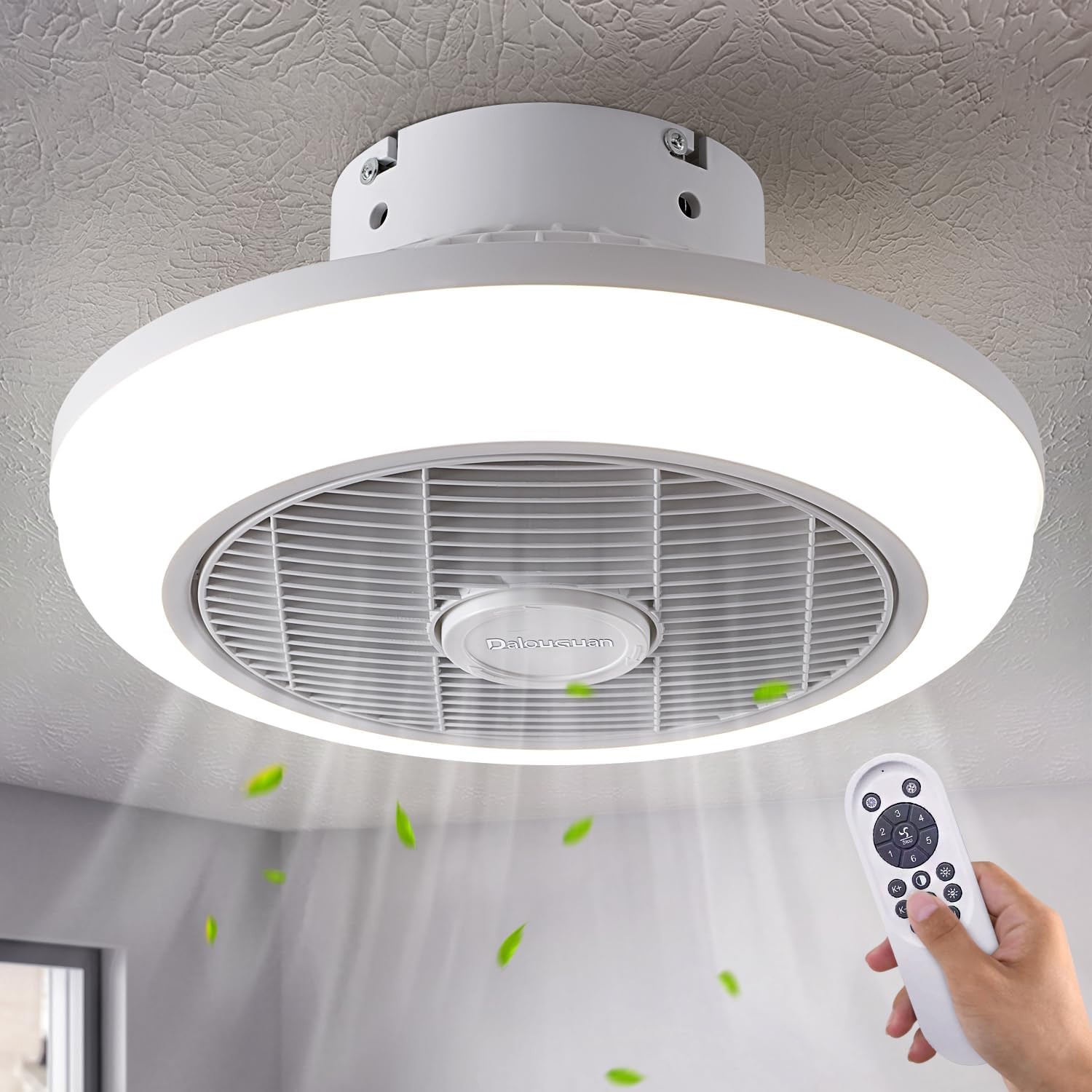 Amazon.com: Dalouguan 15" Ceiling Fan with Lights Remote Control, White ...