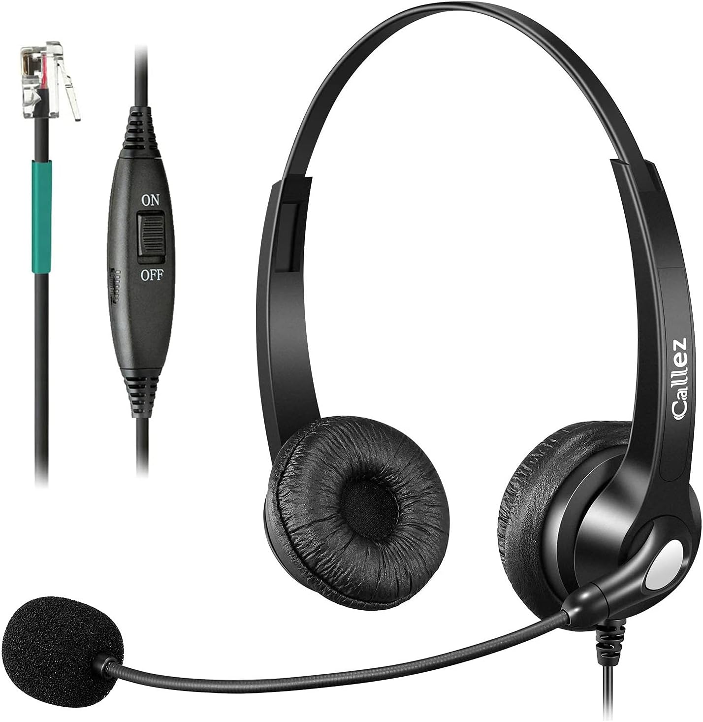 Landline Telephone Headset with Microphone Noise Cancelling, RJ9 Phone ...