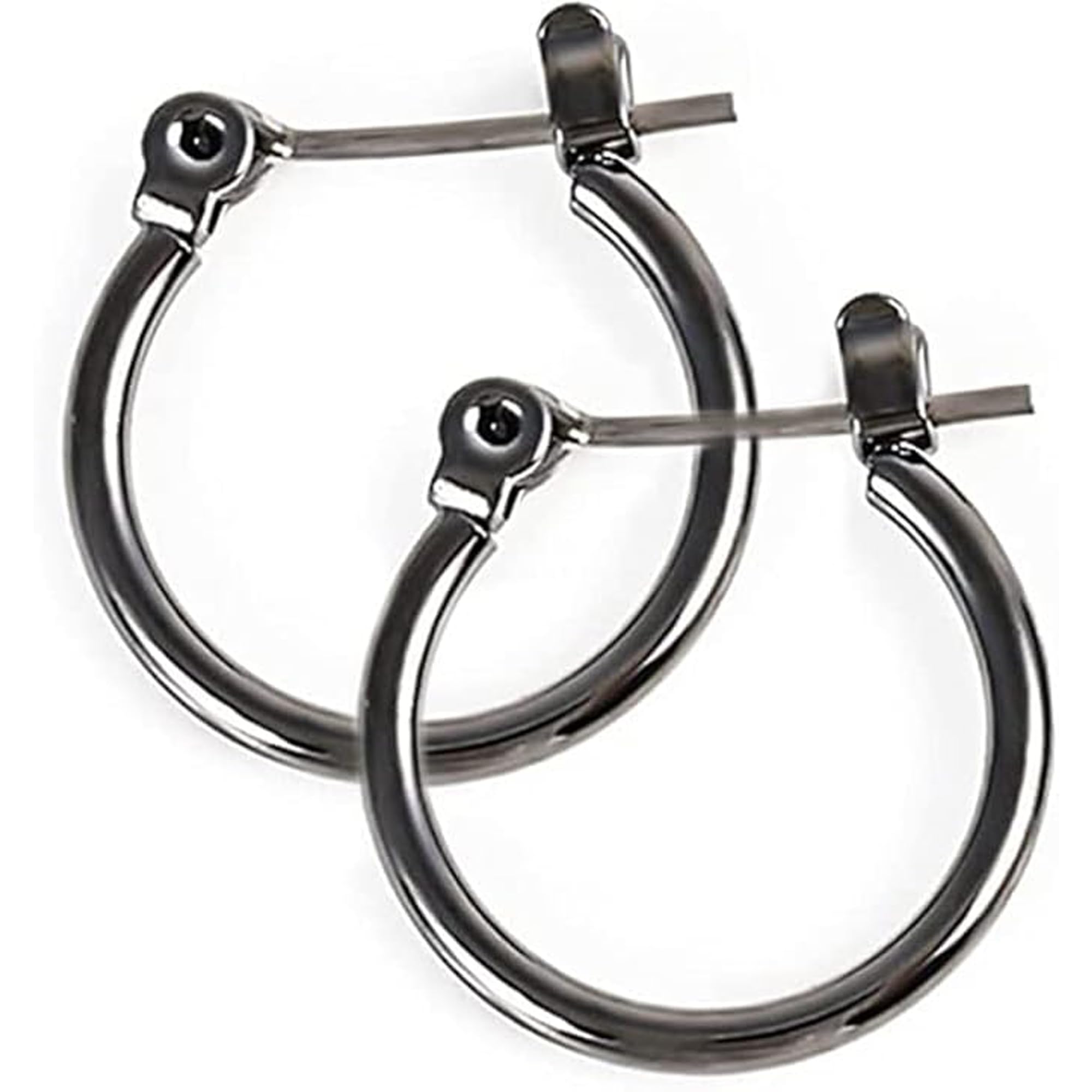 Amazon.co.jp: PLUSTER ピアス レディース メンズ リング フープ シンプル 金属アレルギー対応 (15mm ガンメタカラー) ワンタッチ チタン つけっぱなし おしゃれ ...