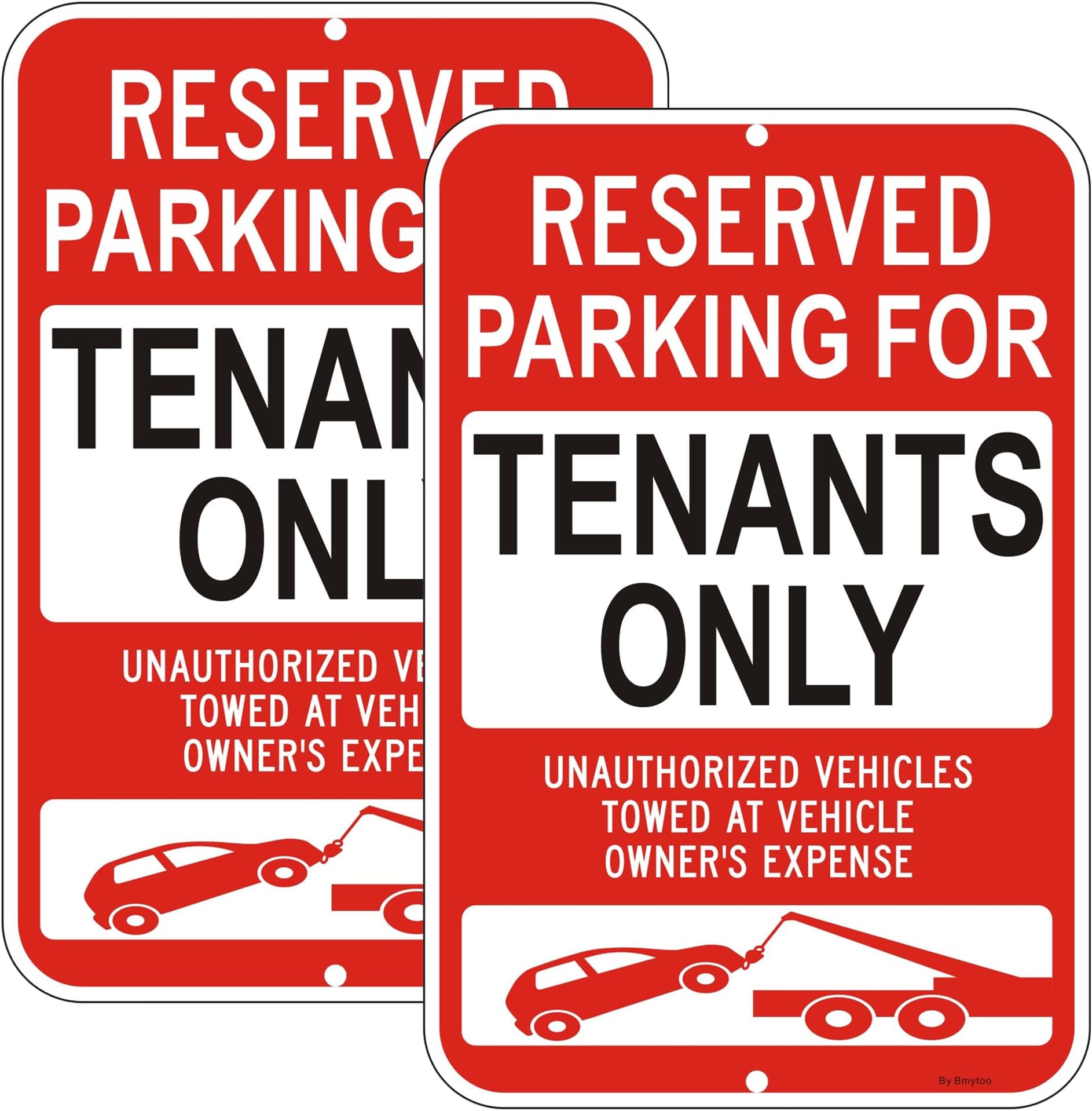 2 Pack Reserved Parking For Tenants Only Sign, 18" x 12" Unauthorized ...