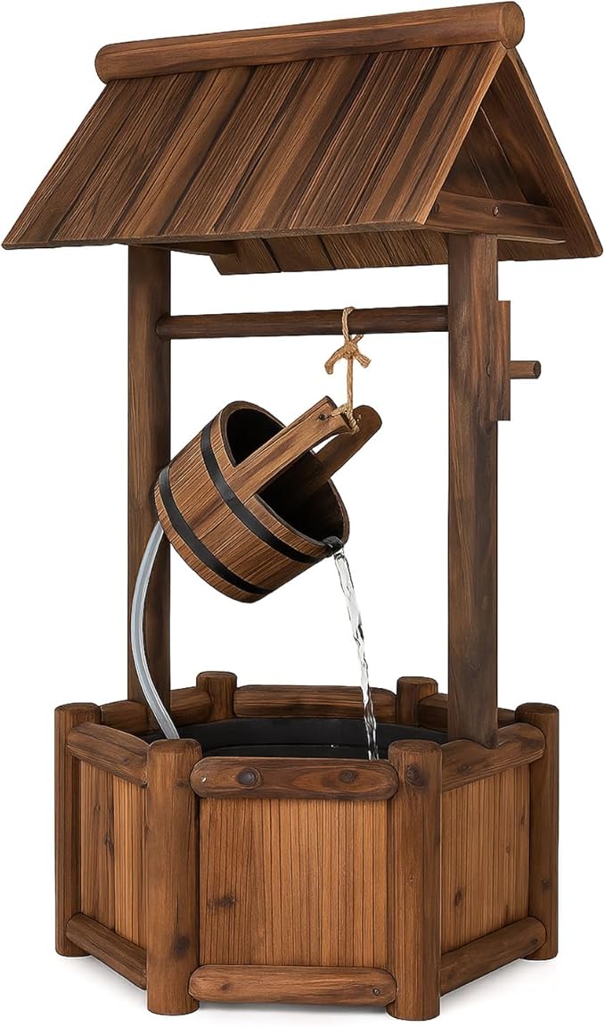 Amazon.com: Tangkula Outdoor Wishing Well Water Fountain, Old-Fashioned ...
