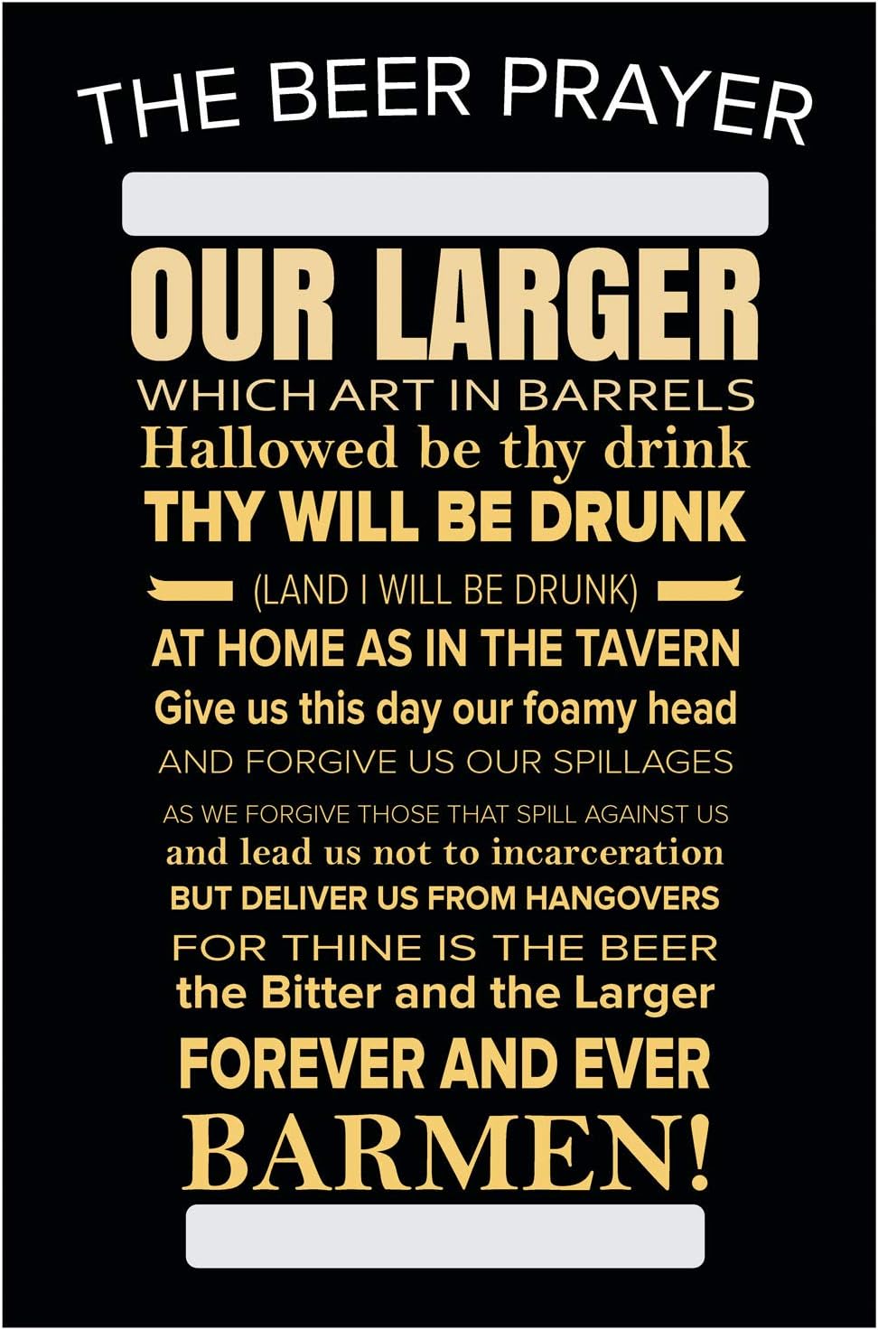 Inephos The Beer Prayer Poster Art | Funny Posters for Room (Size: 24 ...