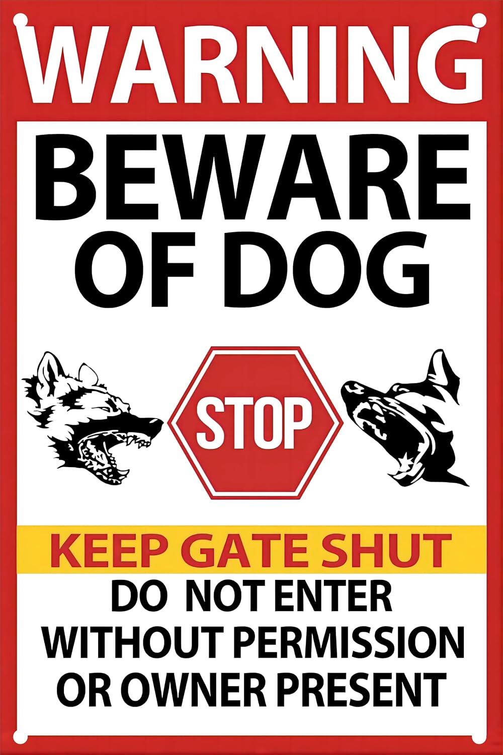 Amazon.com: Warning Beware Of Dog Keep Gate Shut Do Not Enter Without ...