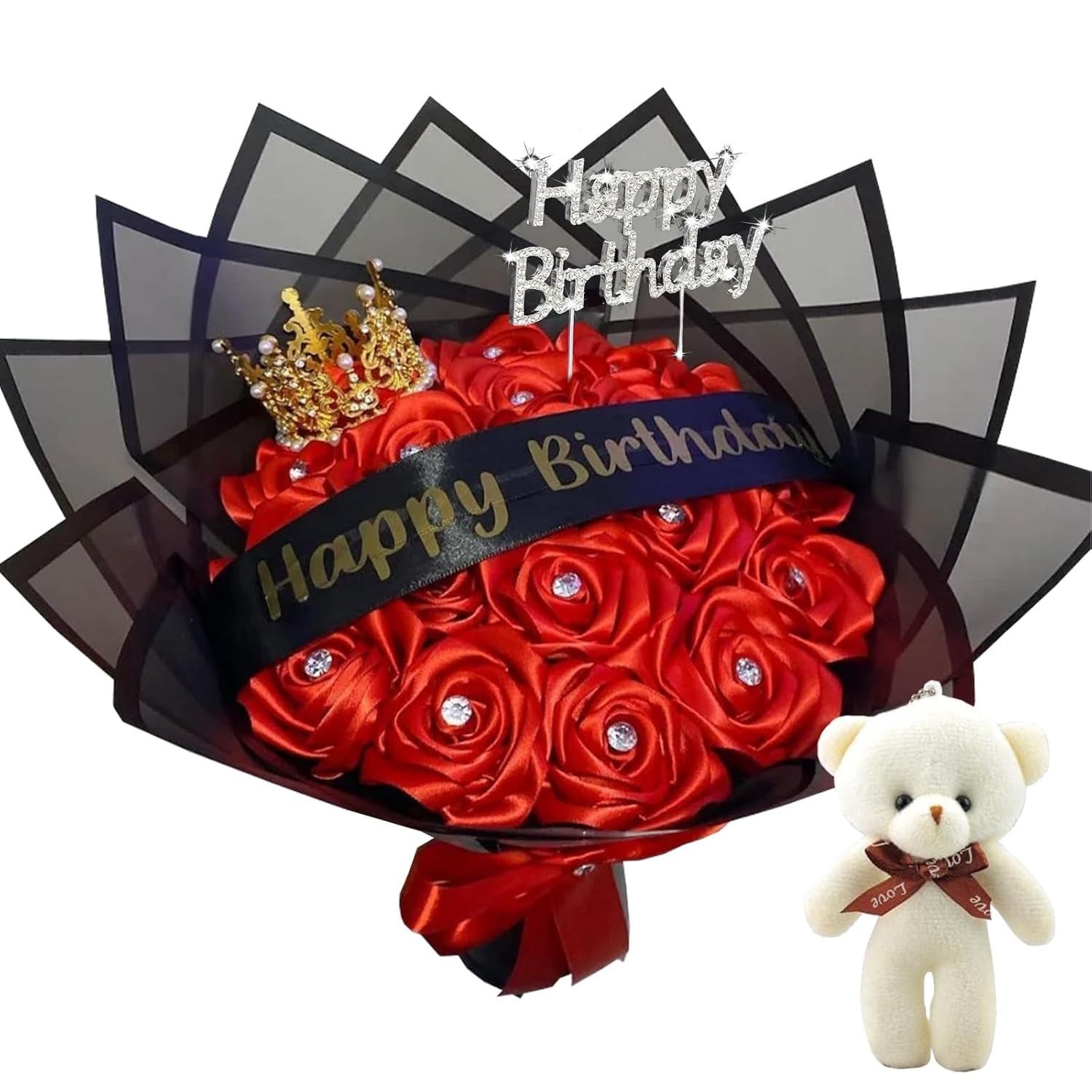 Amazon.com: Eternal Ribbon Rose Bouquet Forever Red Rose Flowers ...