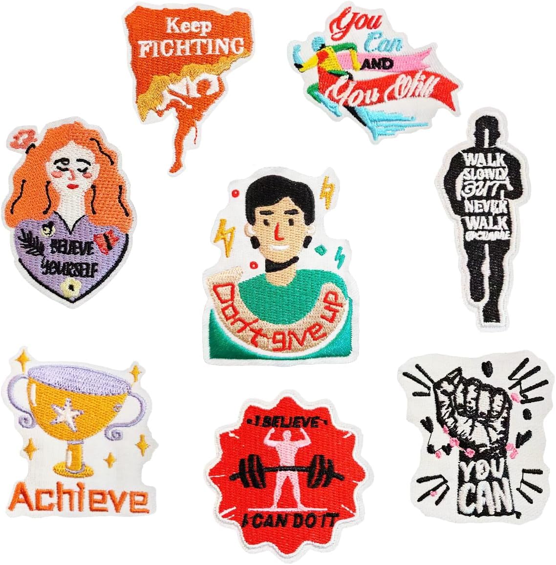 Amazon.com: DEZARO 8Pcs Letter Motivational Phrases Embroidered Patch ...