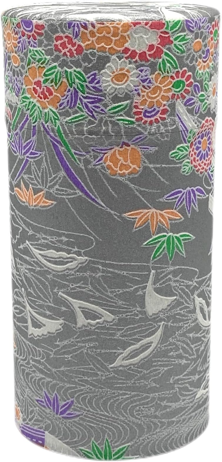 Amazon.com: 野口熊太郎茶園 Japanese Tea Canister Tin Waterside Flowers Silver ...