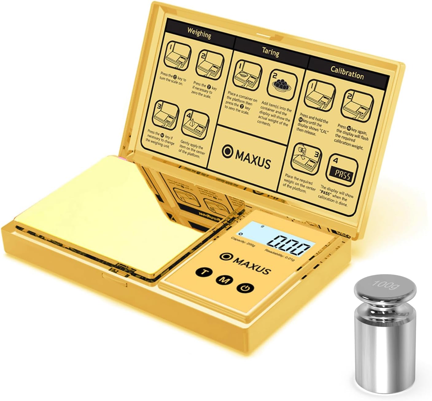 Amazon.com: MAXUS Digital Gram Scale 200g x 0.01g with 100g Calibration ...
