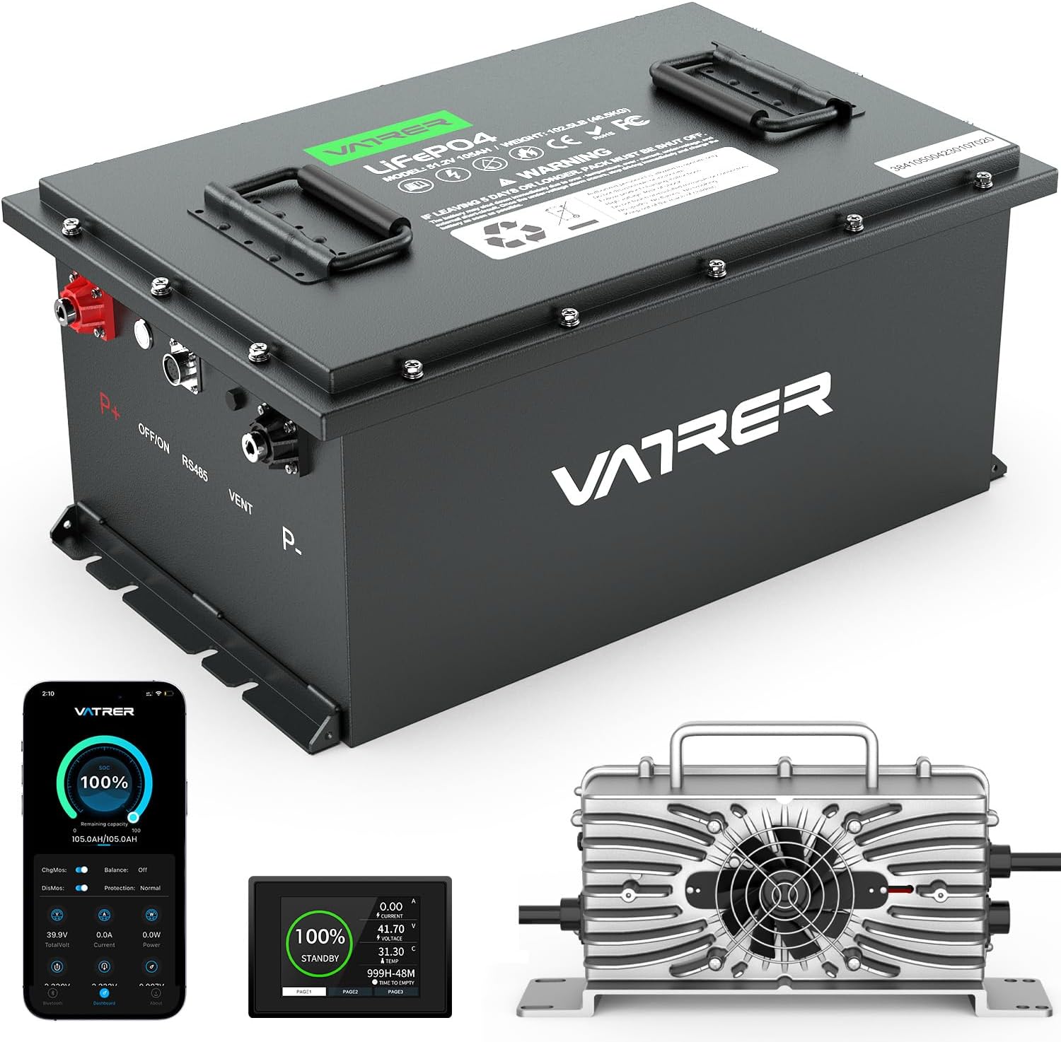 Amazon.com: 48V 50Ah LiFePO4 Lithium Battery, Built-in 50A BMS 2560Wh ...