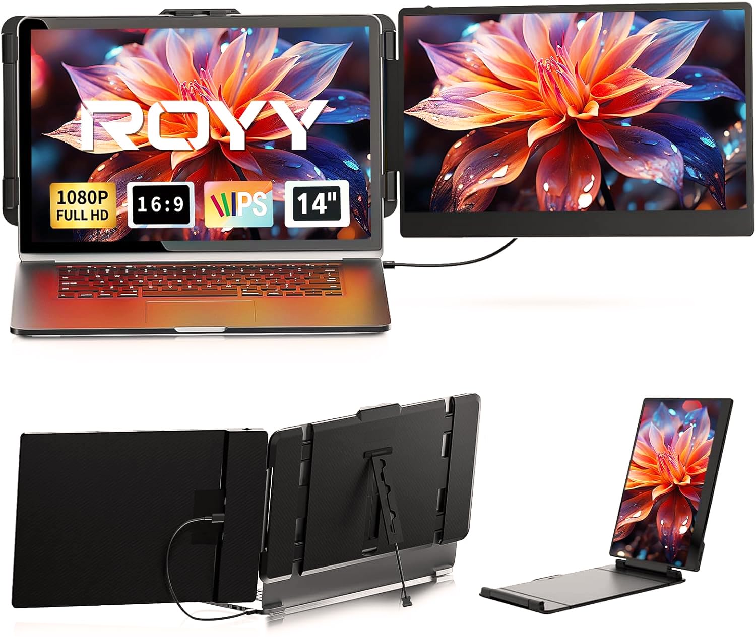 Dual Monitor Laptop Screen Extender - 14 Inch Portable Monitor IPS FHD ...