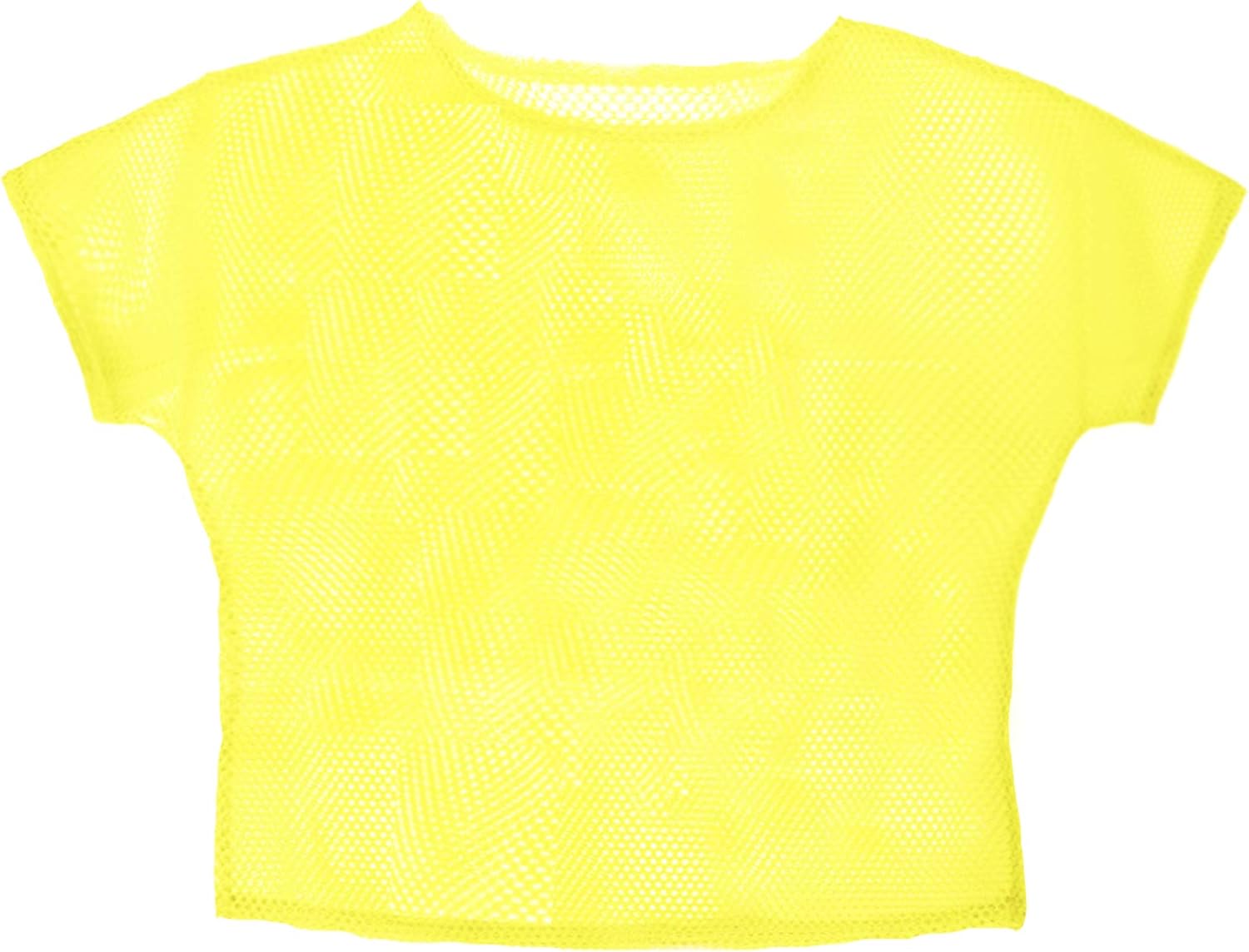 Ladies 80s Theme Neon Mesh Tops Fancy Dress (Yellow Mesh Top, UK 12-14 ...