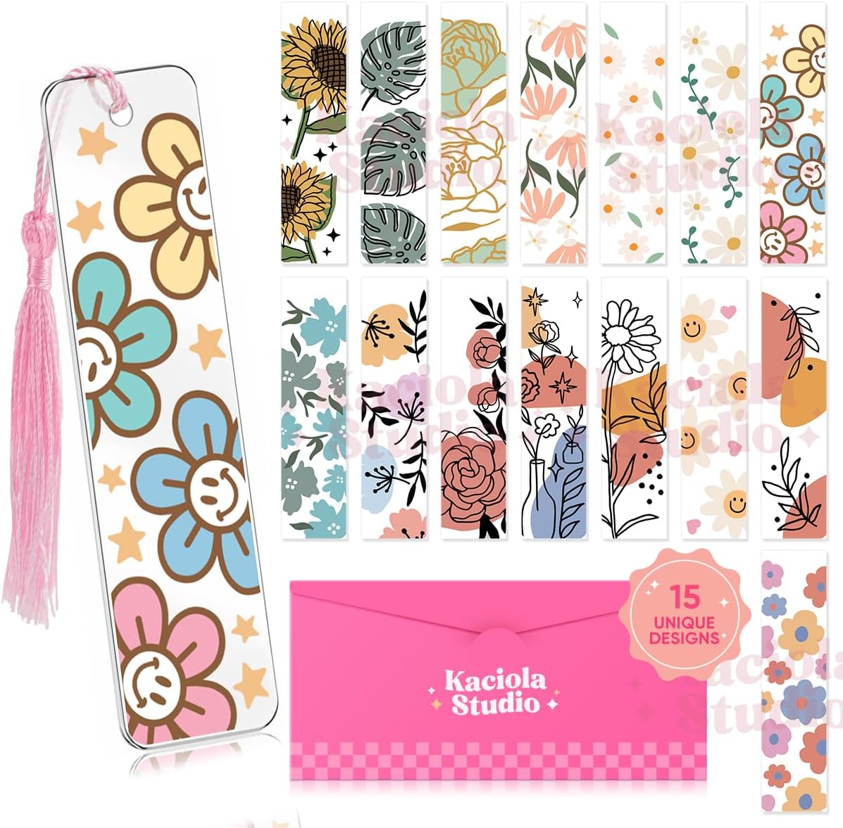 Amazon.com: Kaciola 15 Sheets Flower Theme UV DTF Bookmark Wraps ...