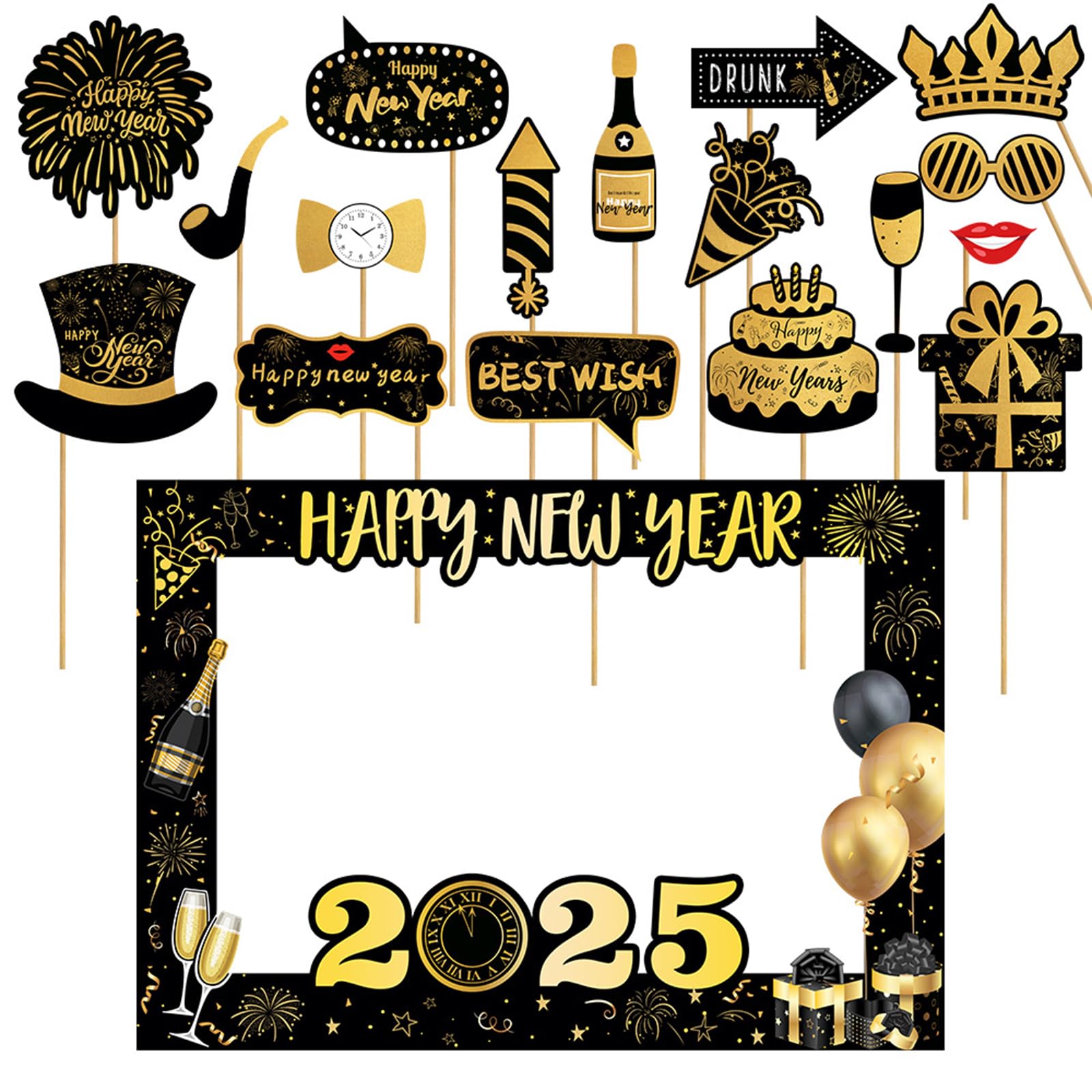 Buy MOODEEY Happy New Year's Eve Party Decoration, 2025 New Years Photo ...