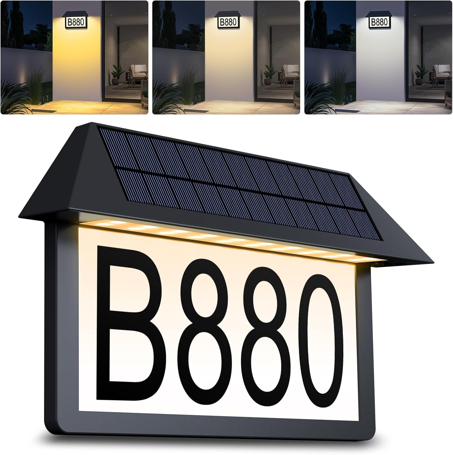 Amazon.com: Solar Address Sign, House Numbers Sign for Outside 3 Color ...