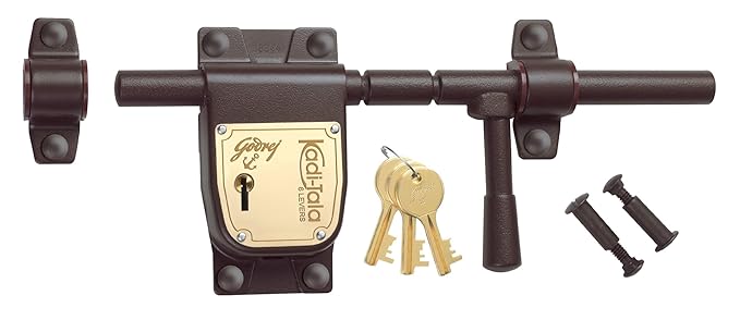 Godrej 6 Lever Kadi-Tala Lock for Double Door with 3 Keys, Kadi Tala ...