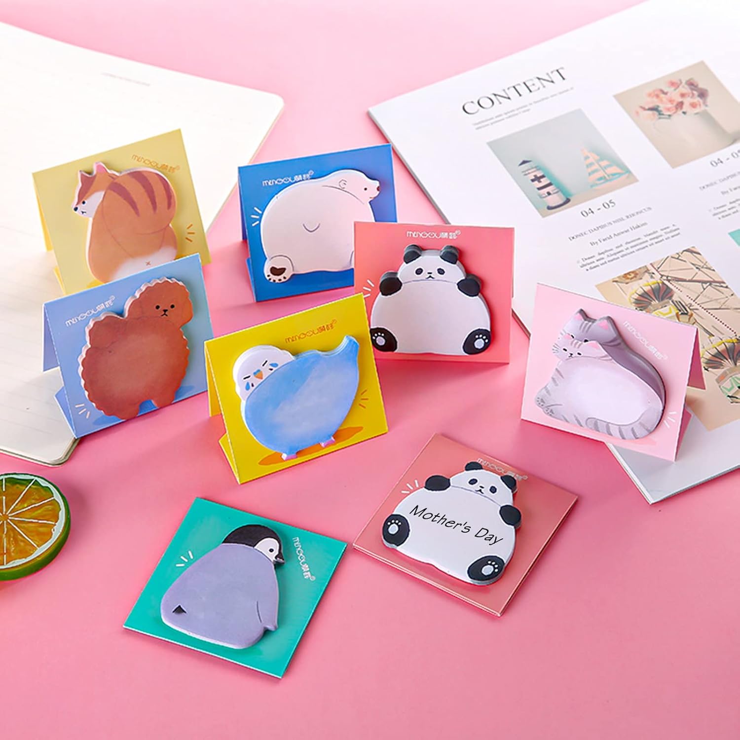 Buy Cute Sticky Notes, Cartoon Adhesive Sticky Notes, Animals Shape ...
