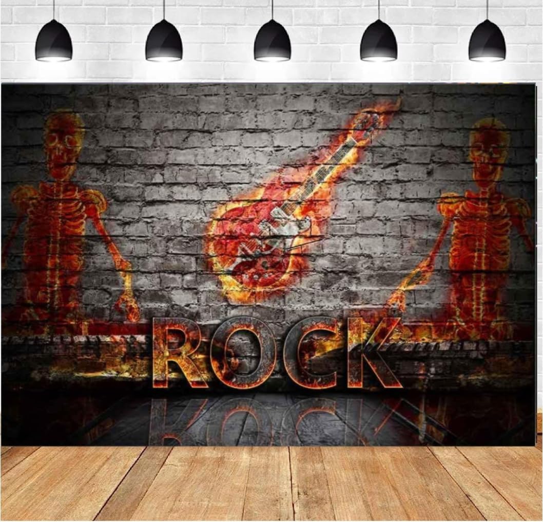 Amazon.com : 6x4 feet Rock Music Guitar Graffiti Skull Brick Wall ...
