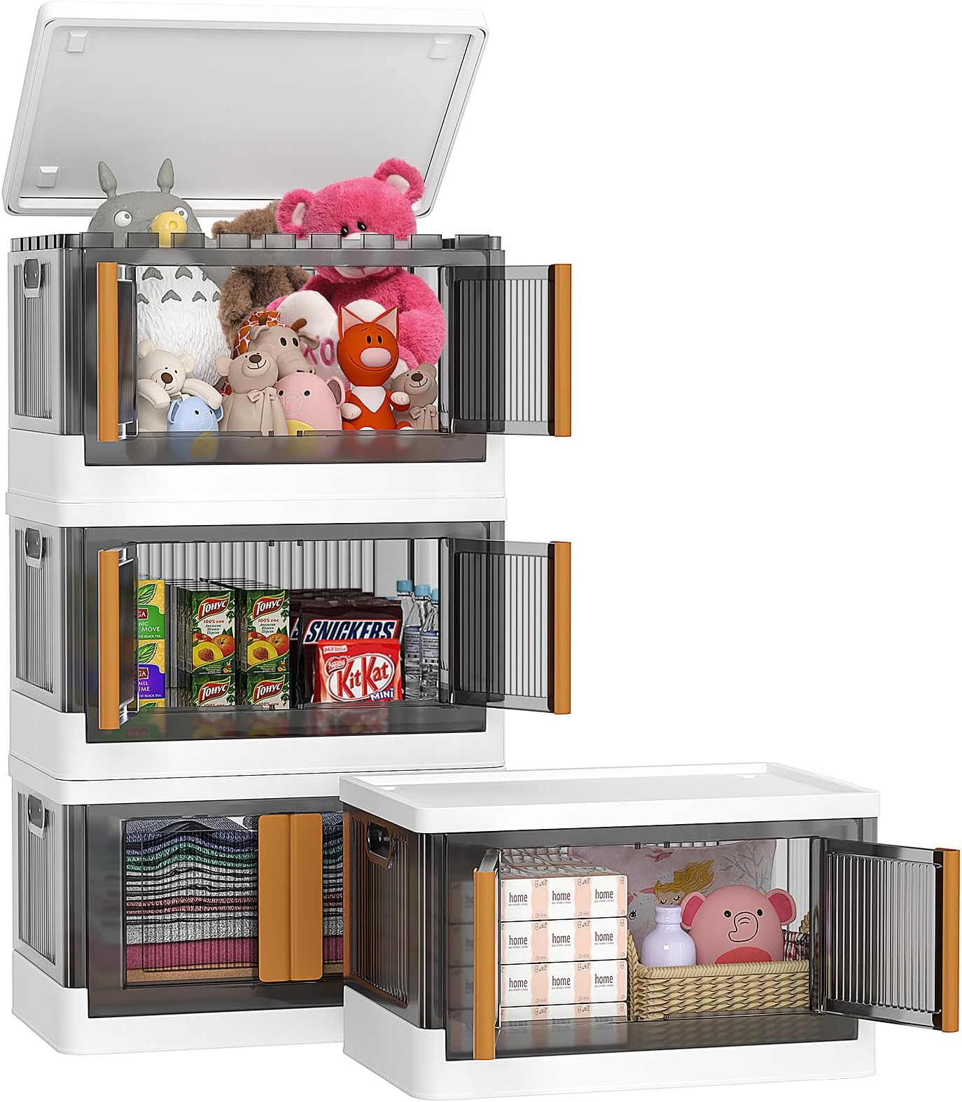 Glovios Boîtes de Rangement avec Couvercle, 72L Pliable Caisse ...