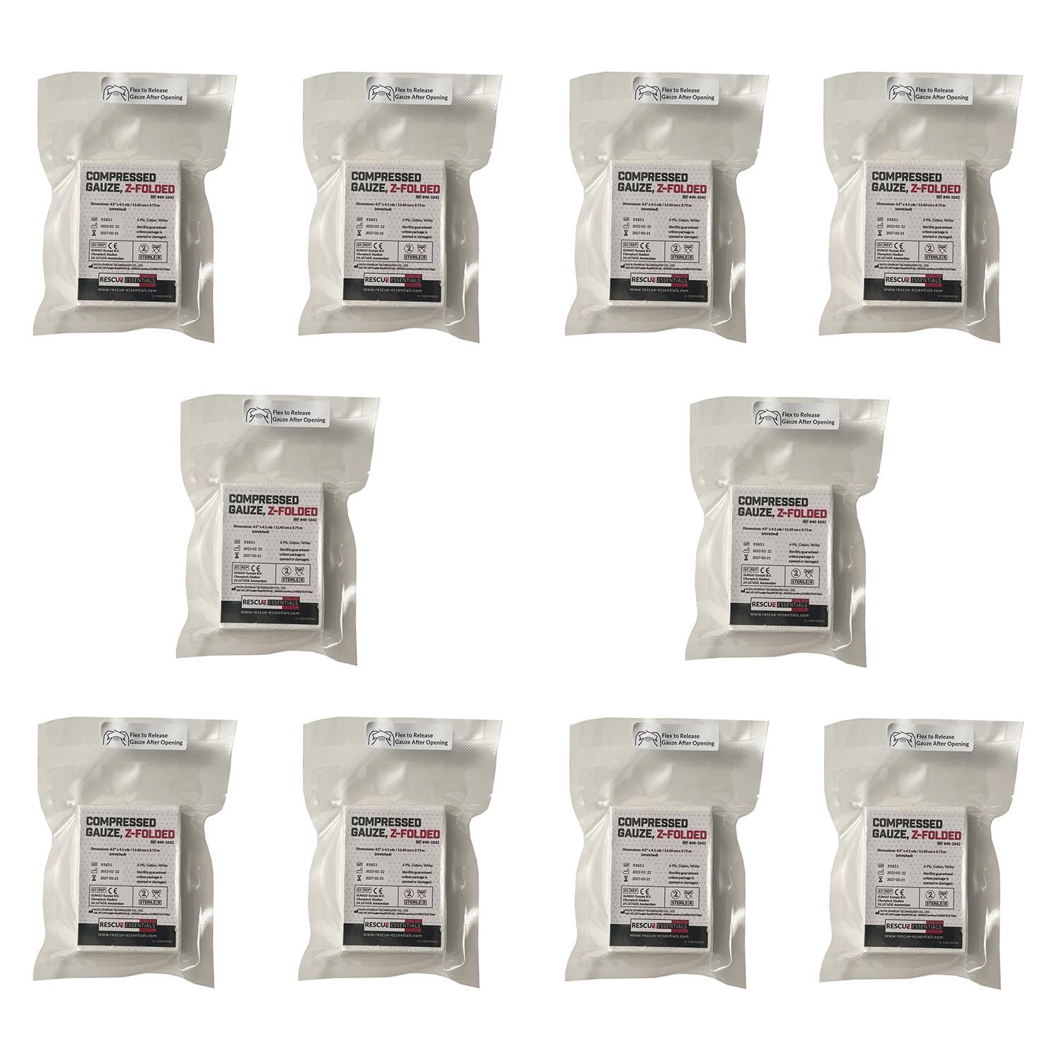 Amazon.com: Rescue Essentials Compressed Gauze, Z-Folded, 10 Pack Value ...