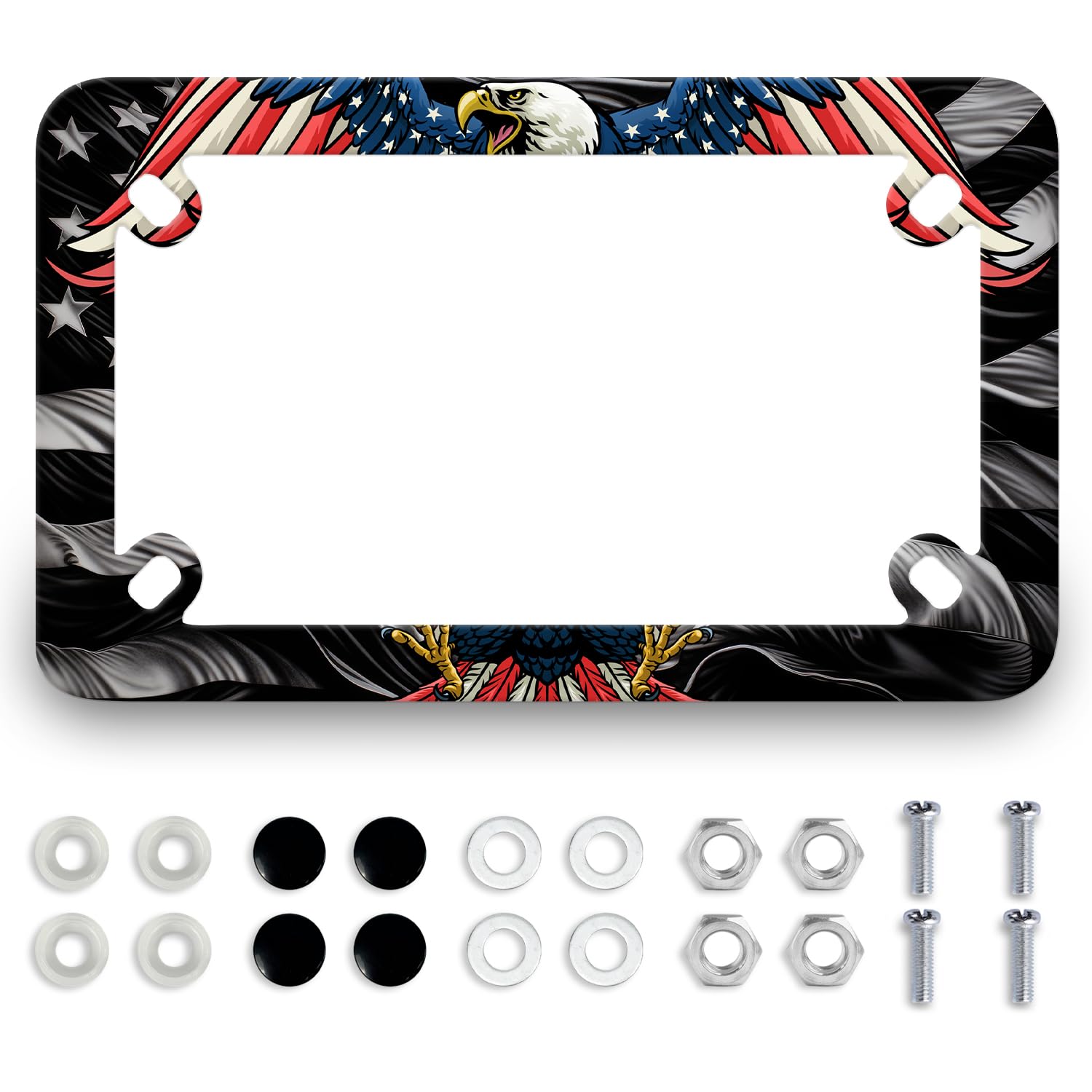 Amazon.com: Motorcycle American Flag Eagle License Plate Frame ...