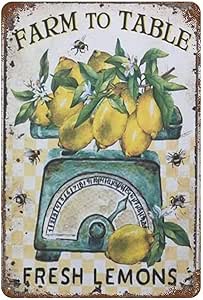 Amazon.com: Lemons Rustic Retro Wall Signs Decor Farm to Table Fresh ...