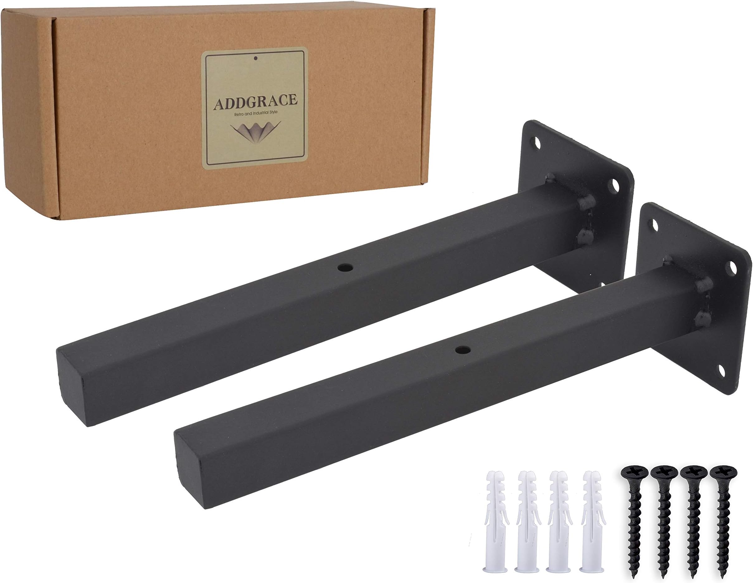 Amazon.com: Black Shelf Bracket , 2 Pcs 6" ,Shelf Supports - Hidden ...
