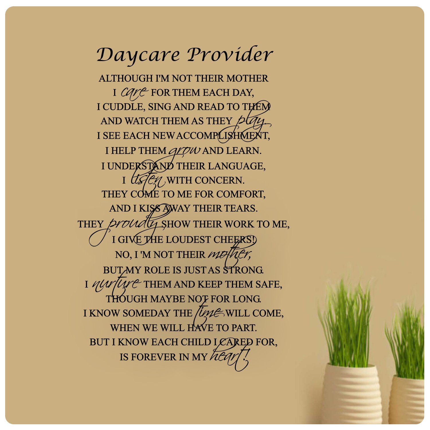 Amazon.com: 36" x 24" Daycare Provider Poem Although I Am Not Their ...