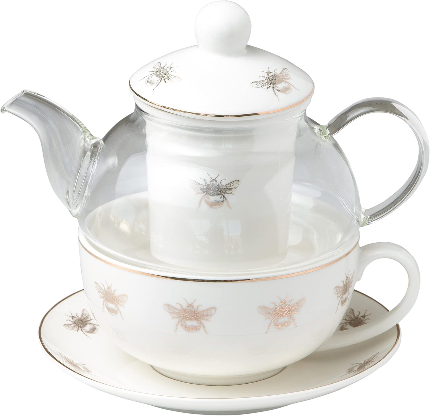 Amazon.com | Grace Teaware 5-Piece Glass Porcelain 13-Ounce Tea For One ...