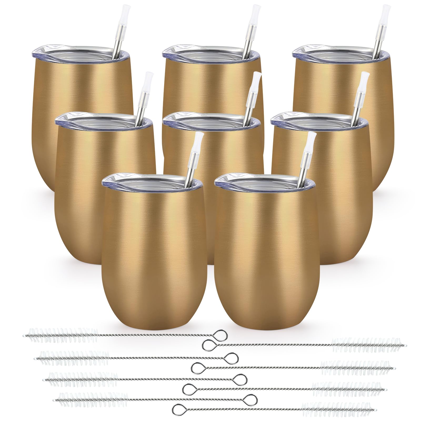 Lifecapido 8 Pack 12oz Stainless Steel Wine Tumblers, Insulated Wine ...