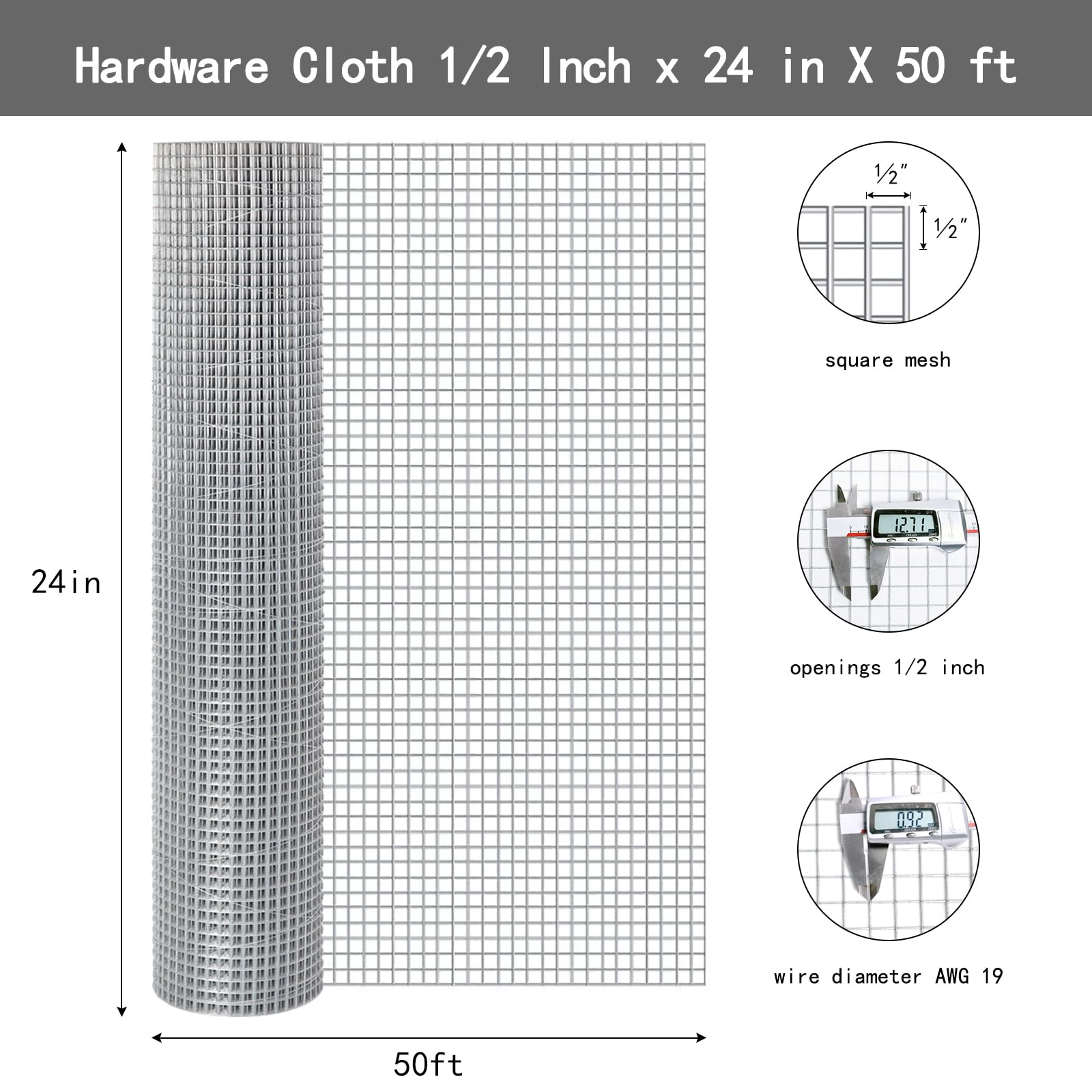Snapklik.com : Thinkahead Hardware Cloth 1/2 Inch 24 X 50 Ft 19 Gauge