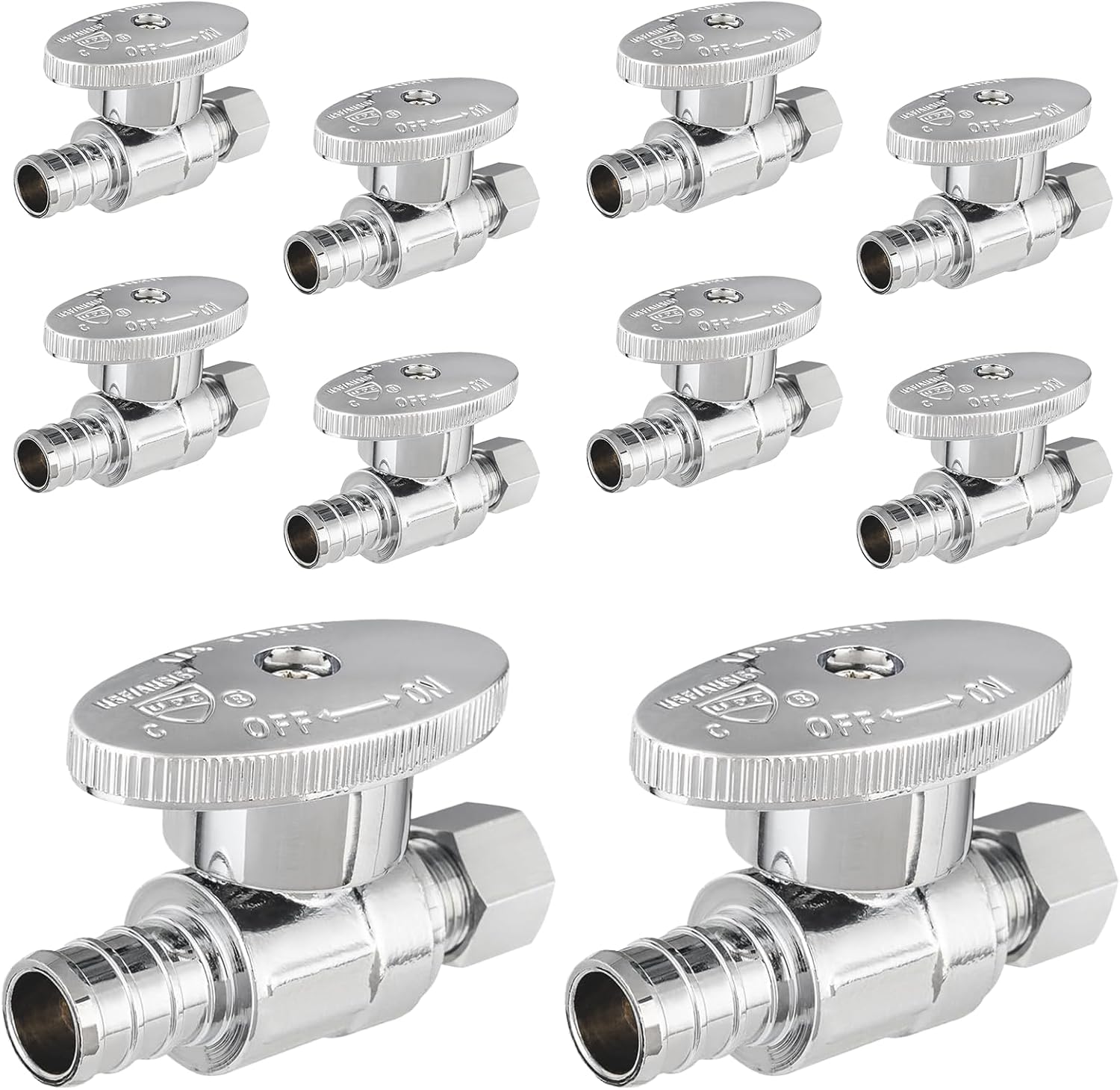 10-PCs HeSun Pex Straight Stop Valve, 1/2" PEX x 3/8" OD Compression ...