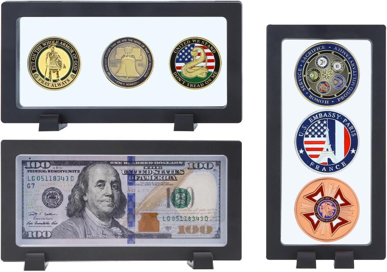 Amazon.com: Allsum 3-Pack Challenge Coin Display, Currency Frame Holder ...