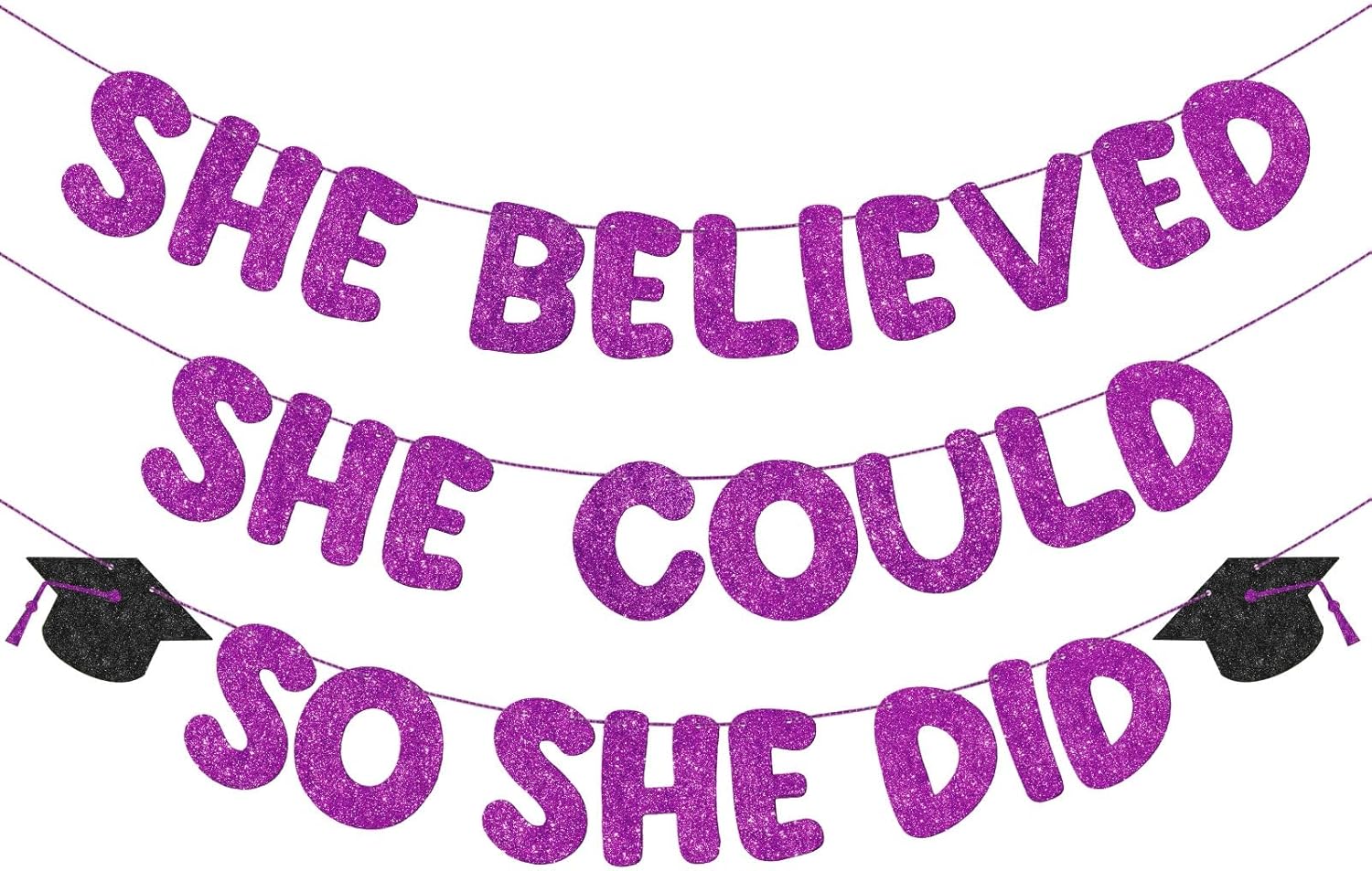 Amazon.com: Fulmoon Pre Strung She Believed She Could So She Did Banner ...