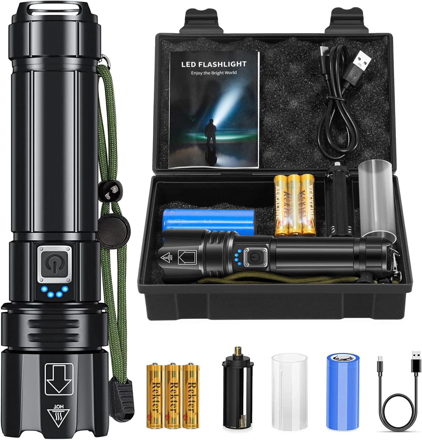 ERAVOR Flashlights High Lumens, Rechargeable Flashlights Led 10000 ...