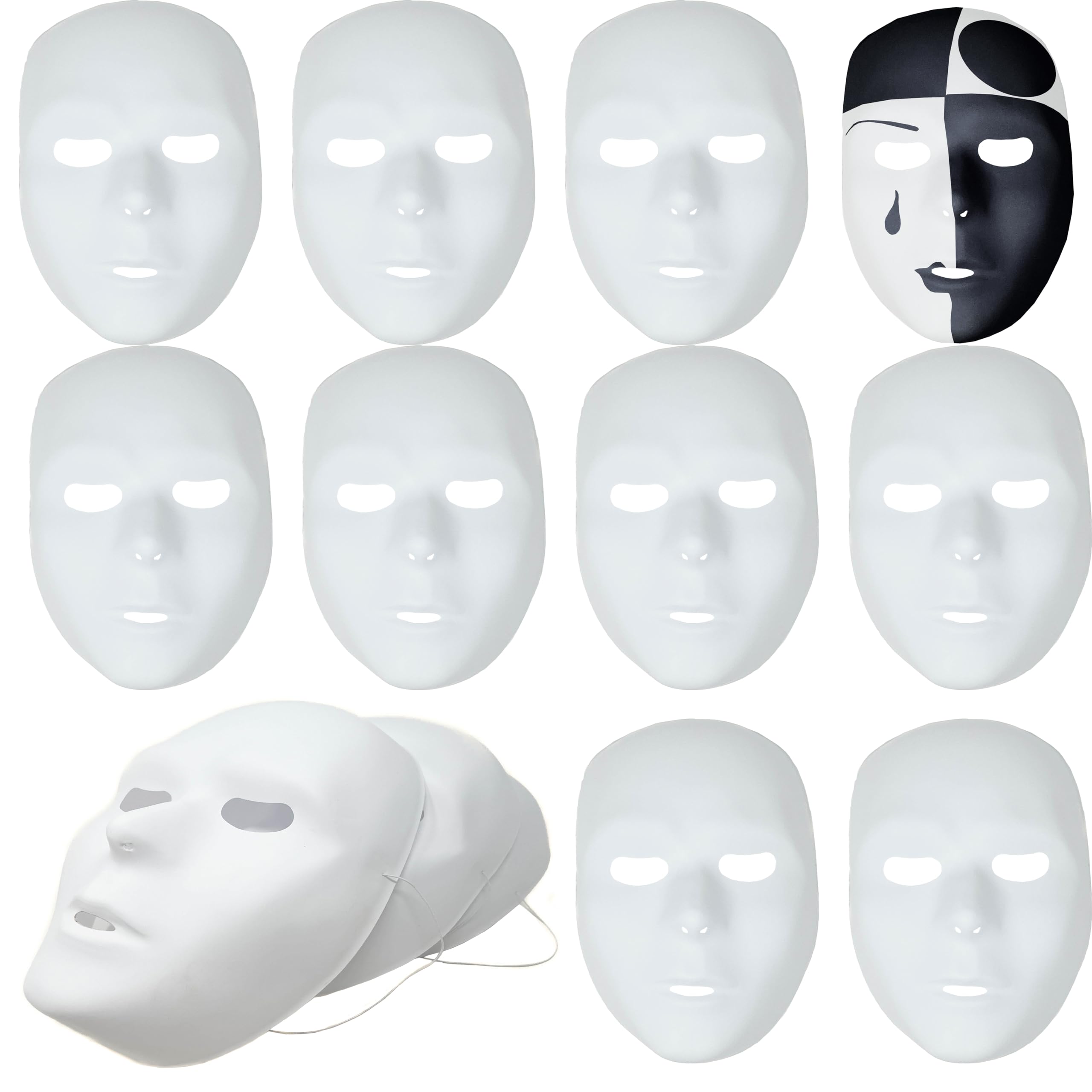 Snapklik.com : 25 White Drama Masks, Full Face Paintable Blank Masks ...