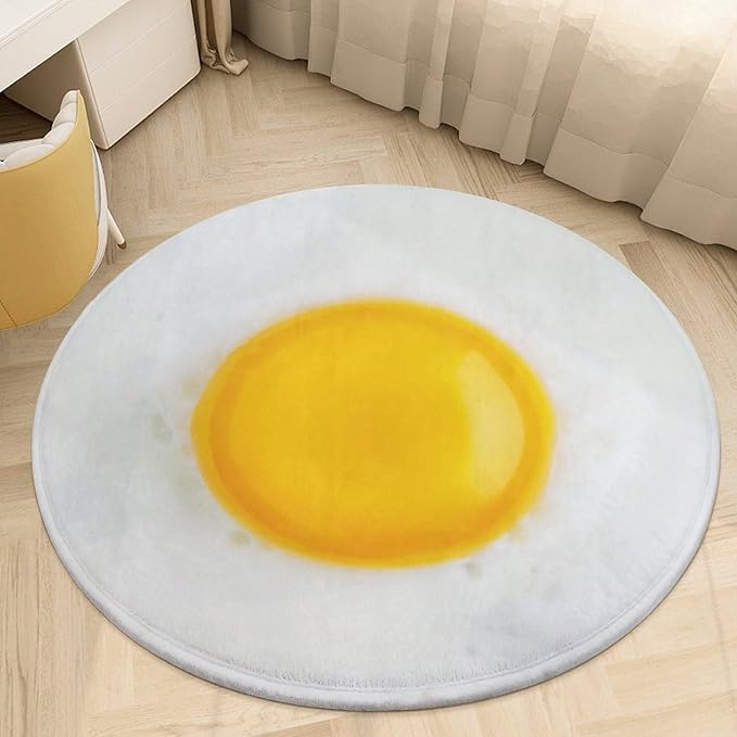 Amazon.com: HoaMoya Realism Fried Egg Round Area Rug Circle Rug Carpet ...