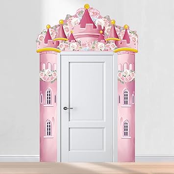 Amazon.com: Princess Castle Door Banner – 3PCS Pink Castle Backdrop ...