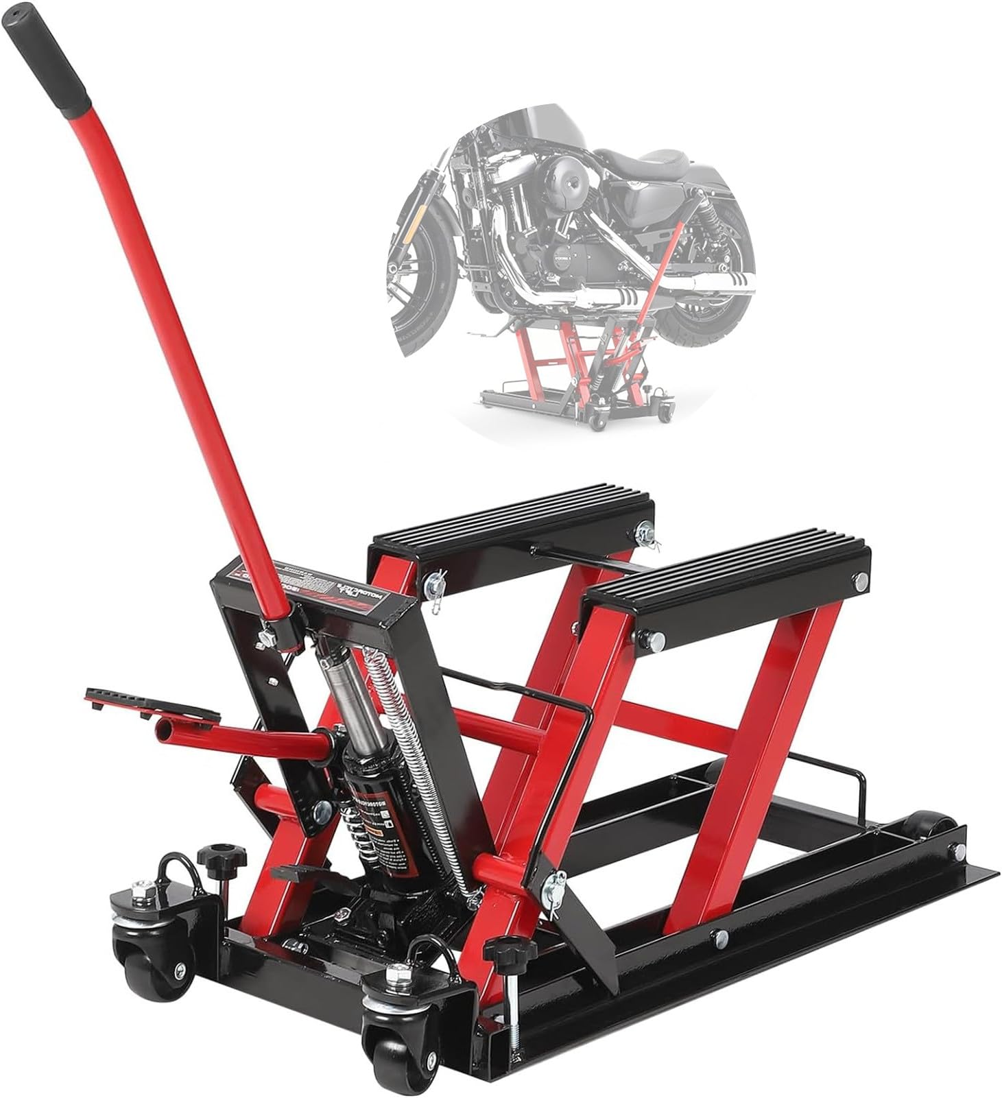 1500lbs Motorcycle Bike Lift Atv Hoist Jack Stand Foot Operated ...