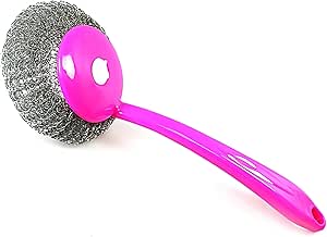 Washing Up Scourer Scrub Brush Stainless Steel Pan Scrubber With ...