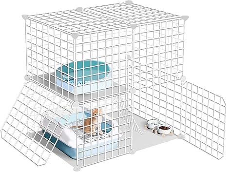 Amazon.com: VCEPJH Cat Cages Indoor 2 Tier Kitten Cage Metal Wire Cats ...