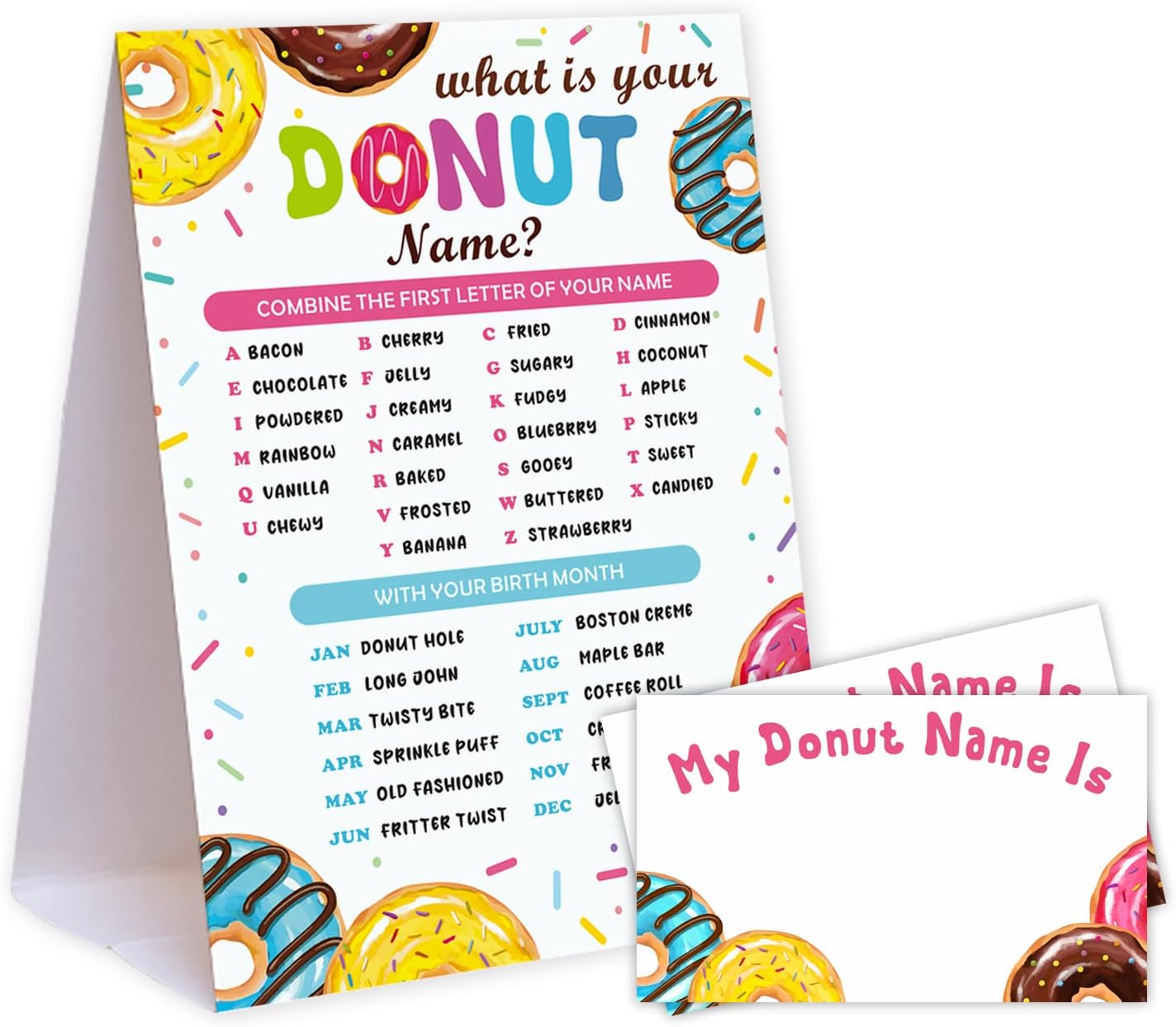 Amazon.com: Mingdcdc What is Your Donut Name Game, Donut Birthday Party ...