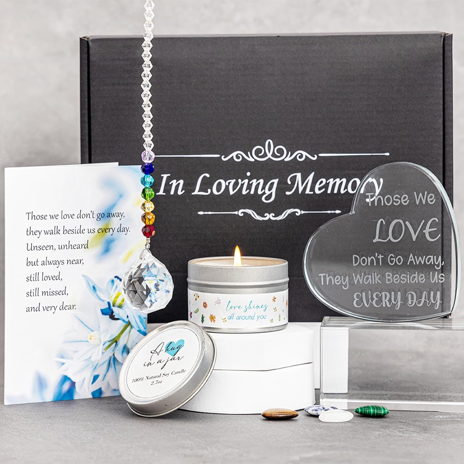 Amazon.com: Sympathy Gift Baskets- Crystal Glass Heart Condolence ...