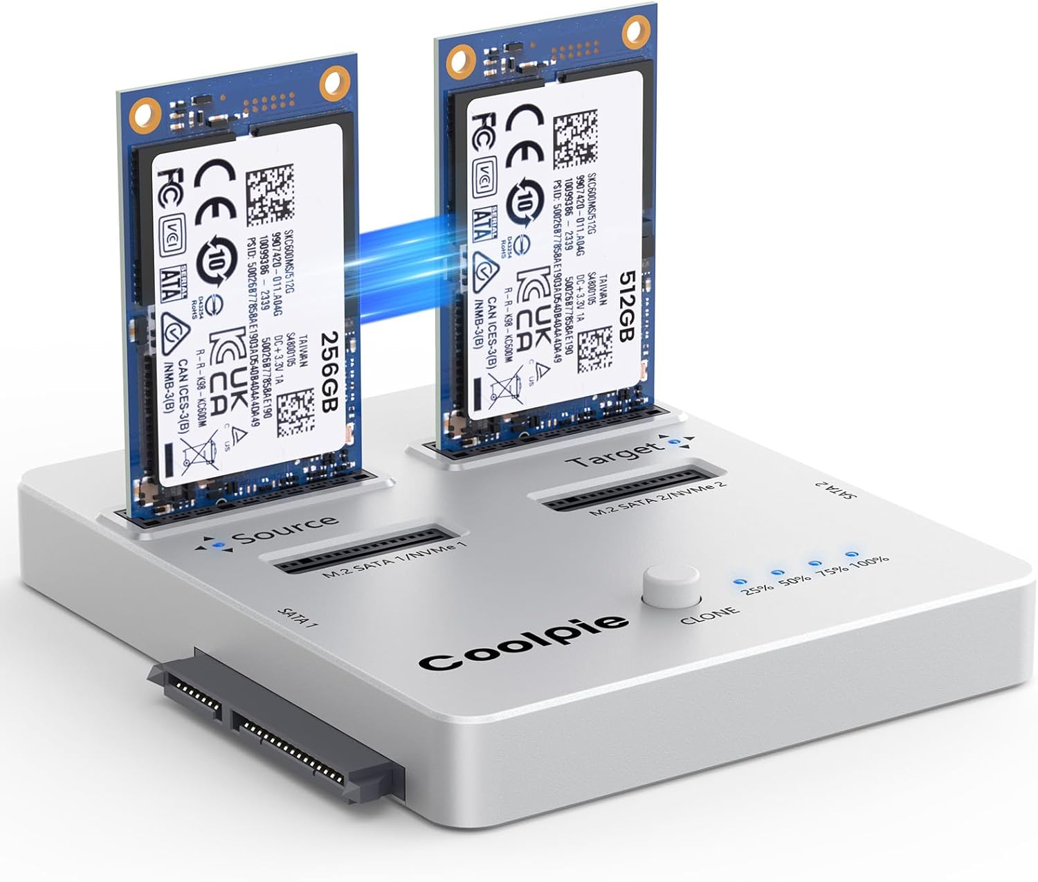Amazon.com: Coolpie 3-in-1 SSD Cloner, USB3.2 Gen2x2 20Gbps M.2 Reader ...