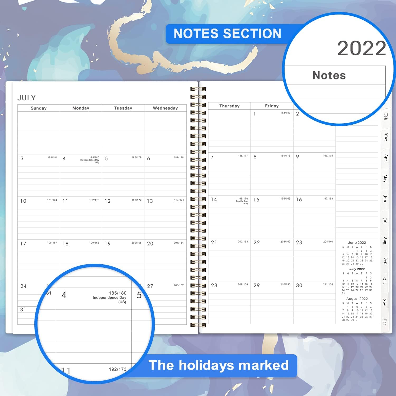 Agenda 2022-2023 – 9.2 x 11.2 pulgadas, agenda académica de tapa dura ...