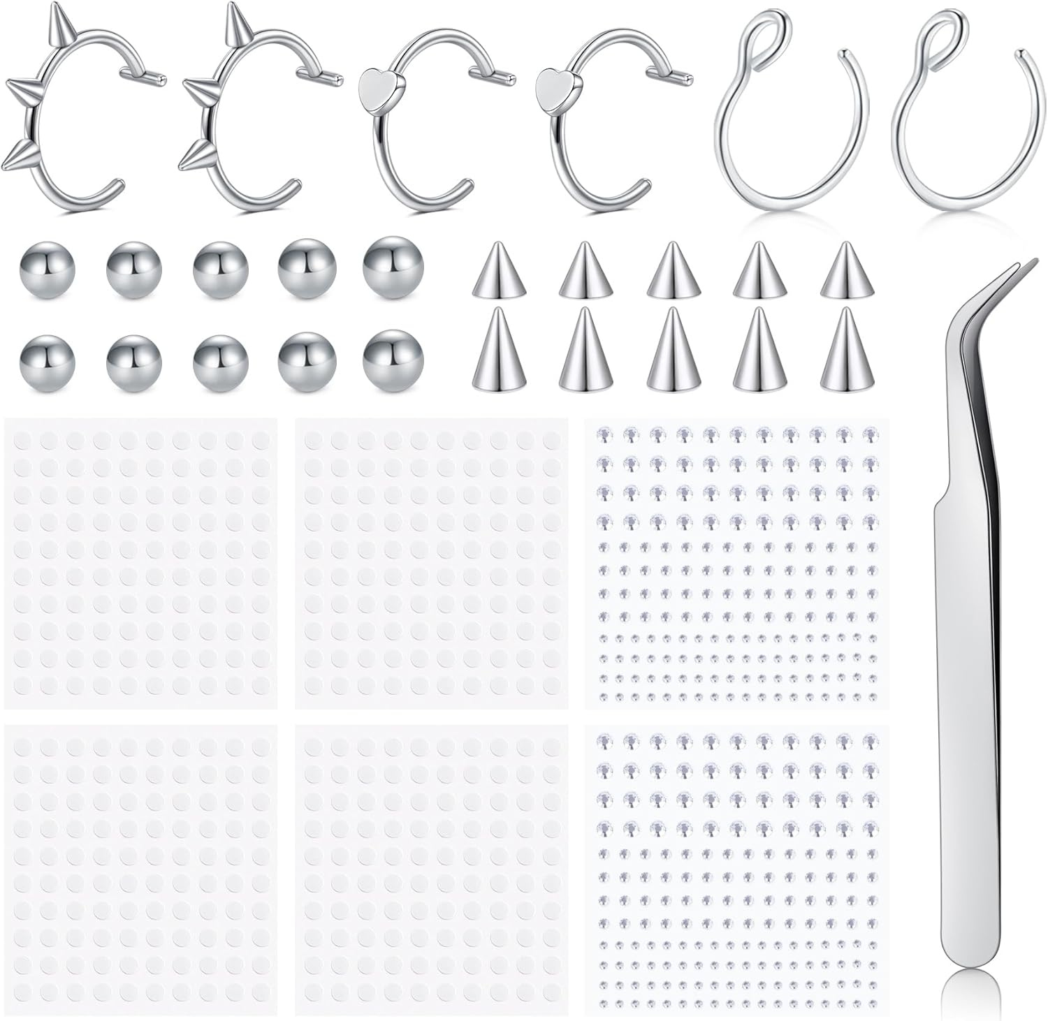 Amazon.com: Longita Fake Lip Ring Fake Lip Piercing Fake Piercings Ball ...