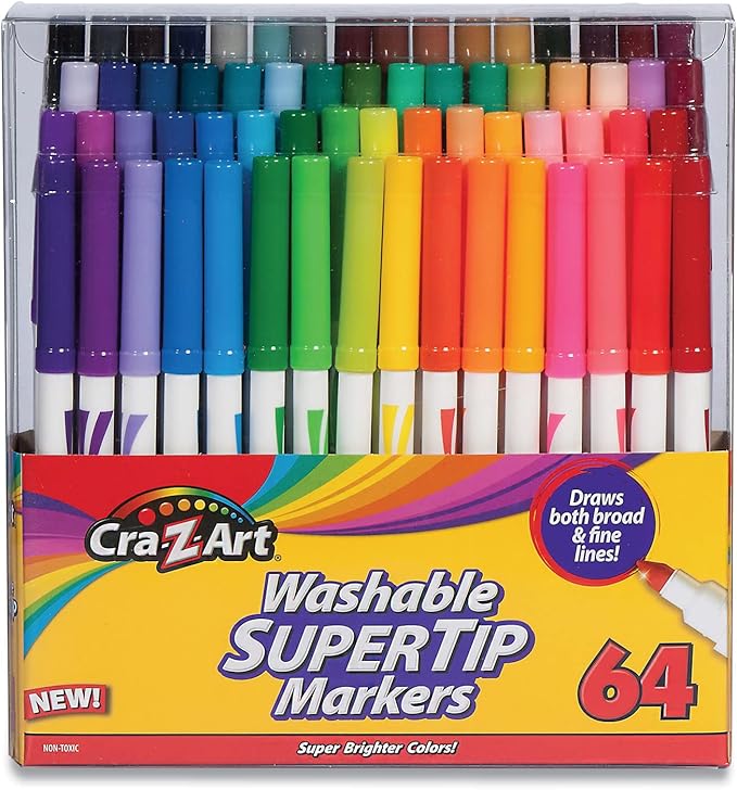 Amazon.com: Cra-Z-Art 64 Colors Washable Super-tip Markers : Toys & Games