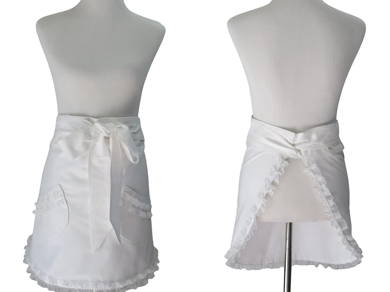Amazon.com: Women's Dressy White Ruffled Half Apron : Home & Kitchen