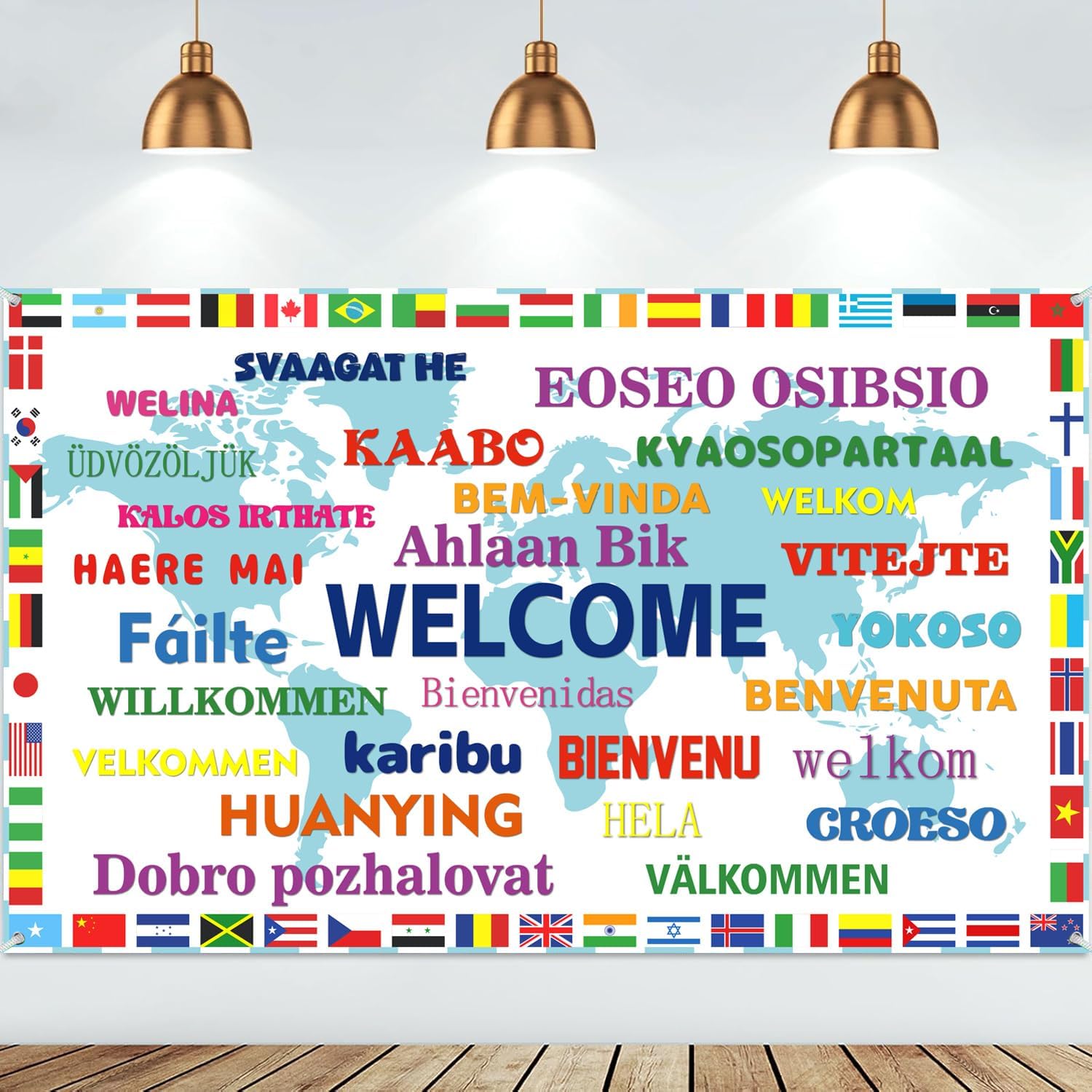 Amazon.com: World Flag Banner Decorations International Welcome Banner ...