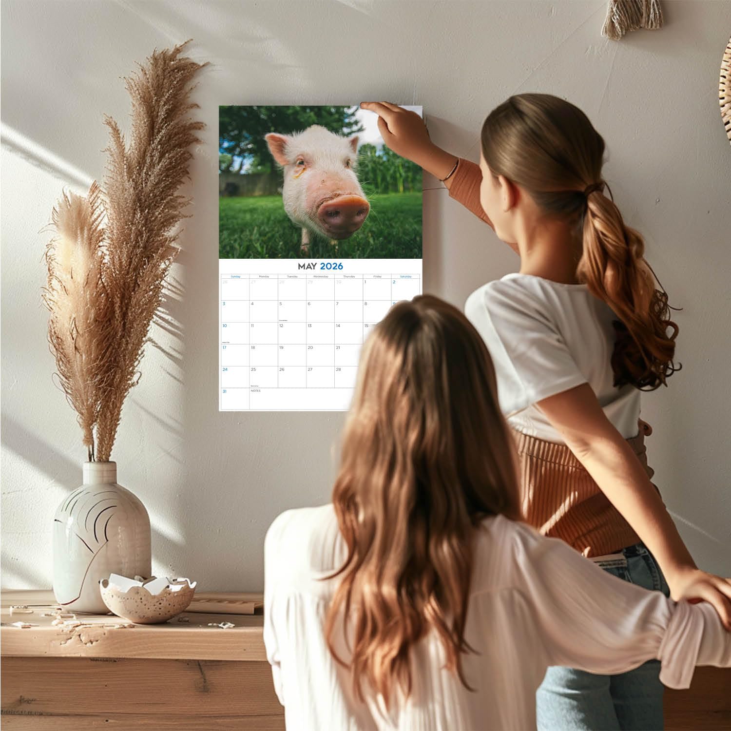 Snapklik.com : 2025 2026 Pigs Calendar - Cute Farm Animal Monthly Wall ...