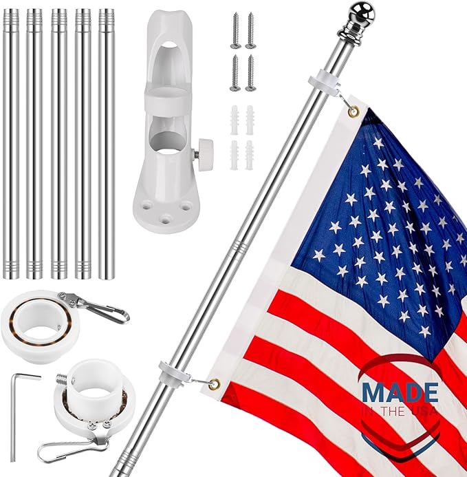 Amazon.com : American Flag Pole Kit 100% Made in USA,Including All 6FT ...