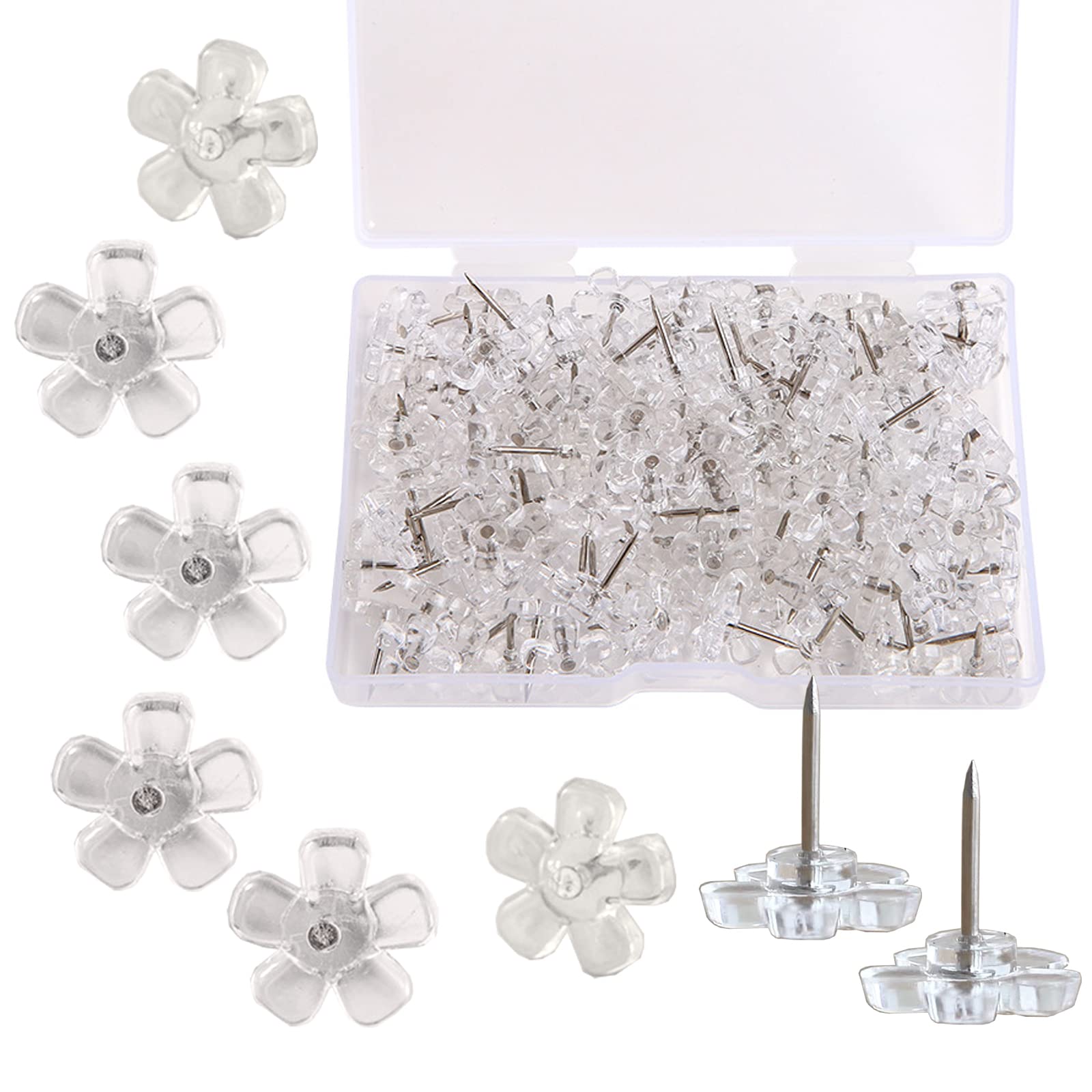 Amazon.co.jp: EUSTACE 100個入り 画鋲 押しピン 画びょう 透明 梅の形 留め具 太鼓鋲 装飾品釘 アンティーク調 ...